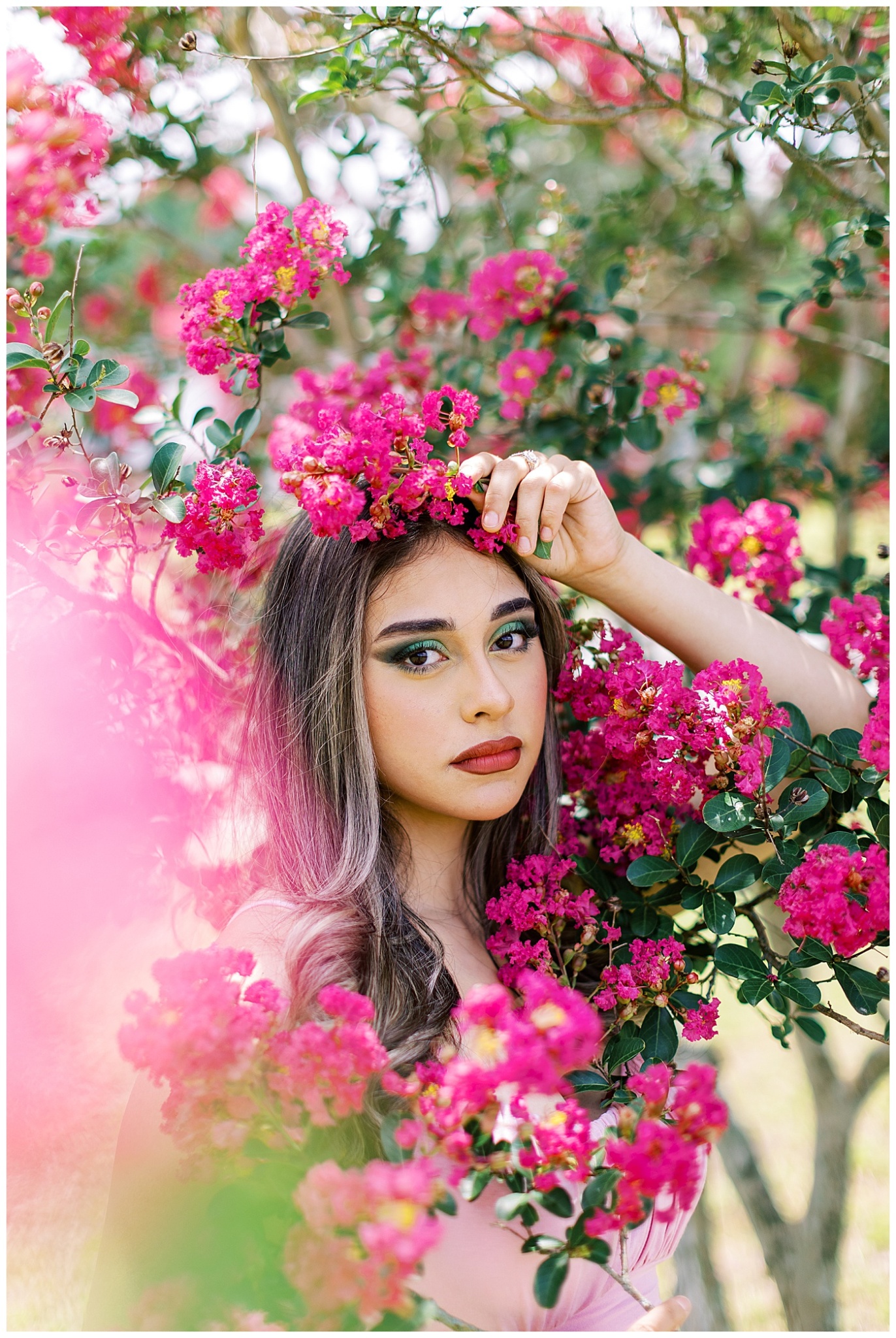 Pink Floral Portrait Session in Smithfield, NC – Chrystal | Megan ...